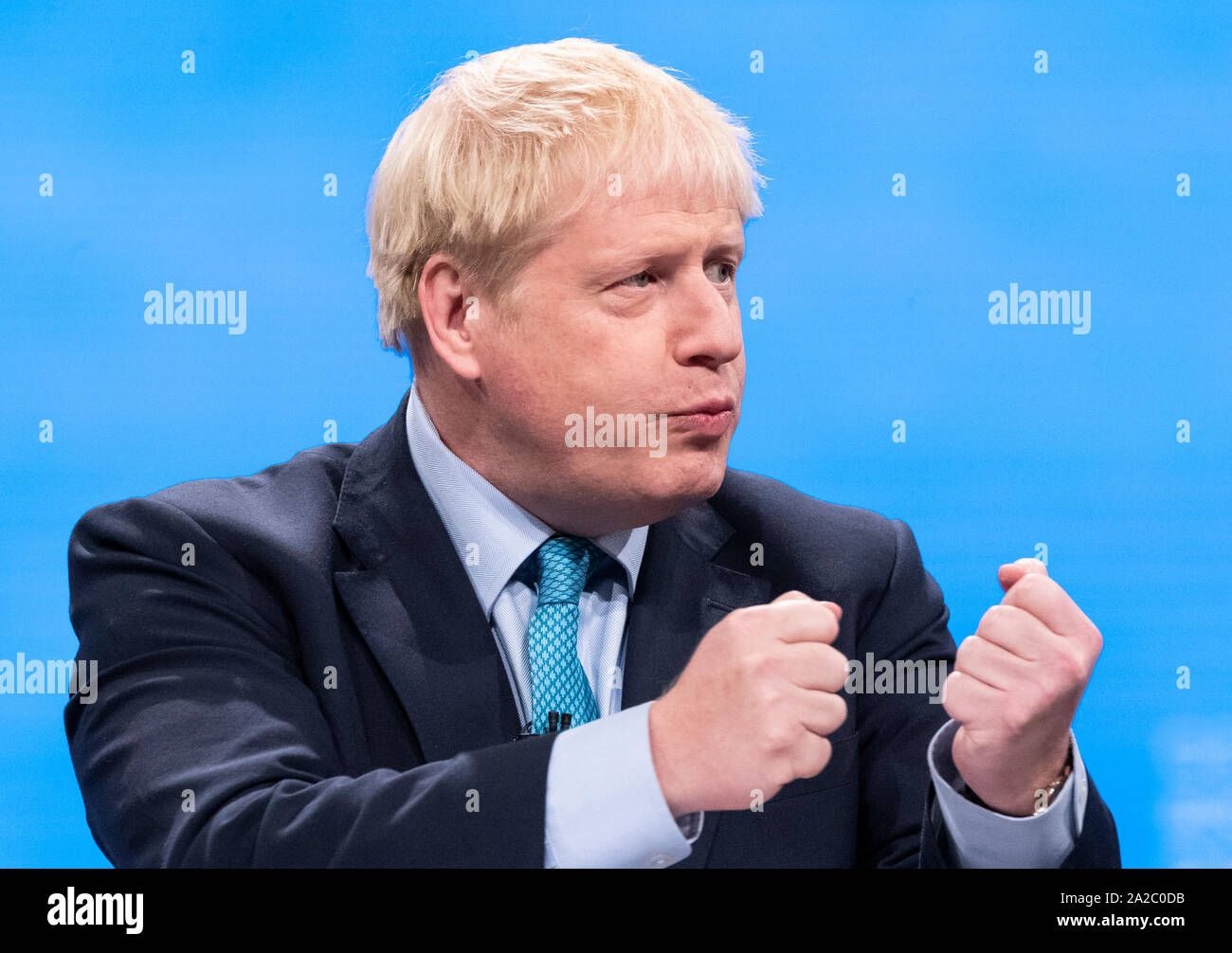 Prime Minister Boris Johnson delivering his speech at the Conservative ...