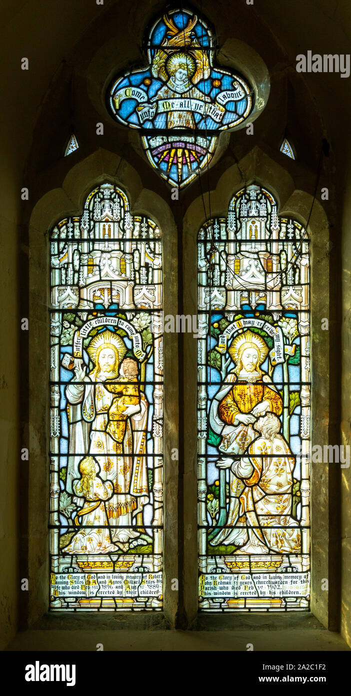 Stained glass window Froxfield church, Wiltshire, England, UK c 1897 by ...