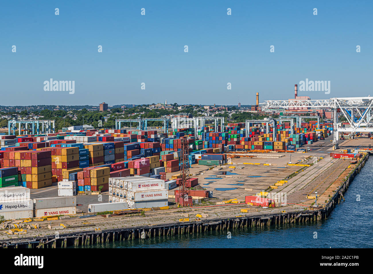 BOSTON, MASSACHUSETTS - July 9, 2017: Freighters now carry most of the ...