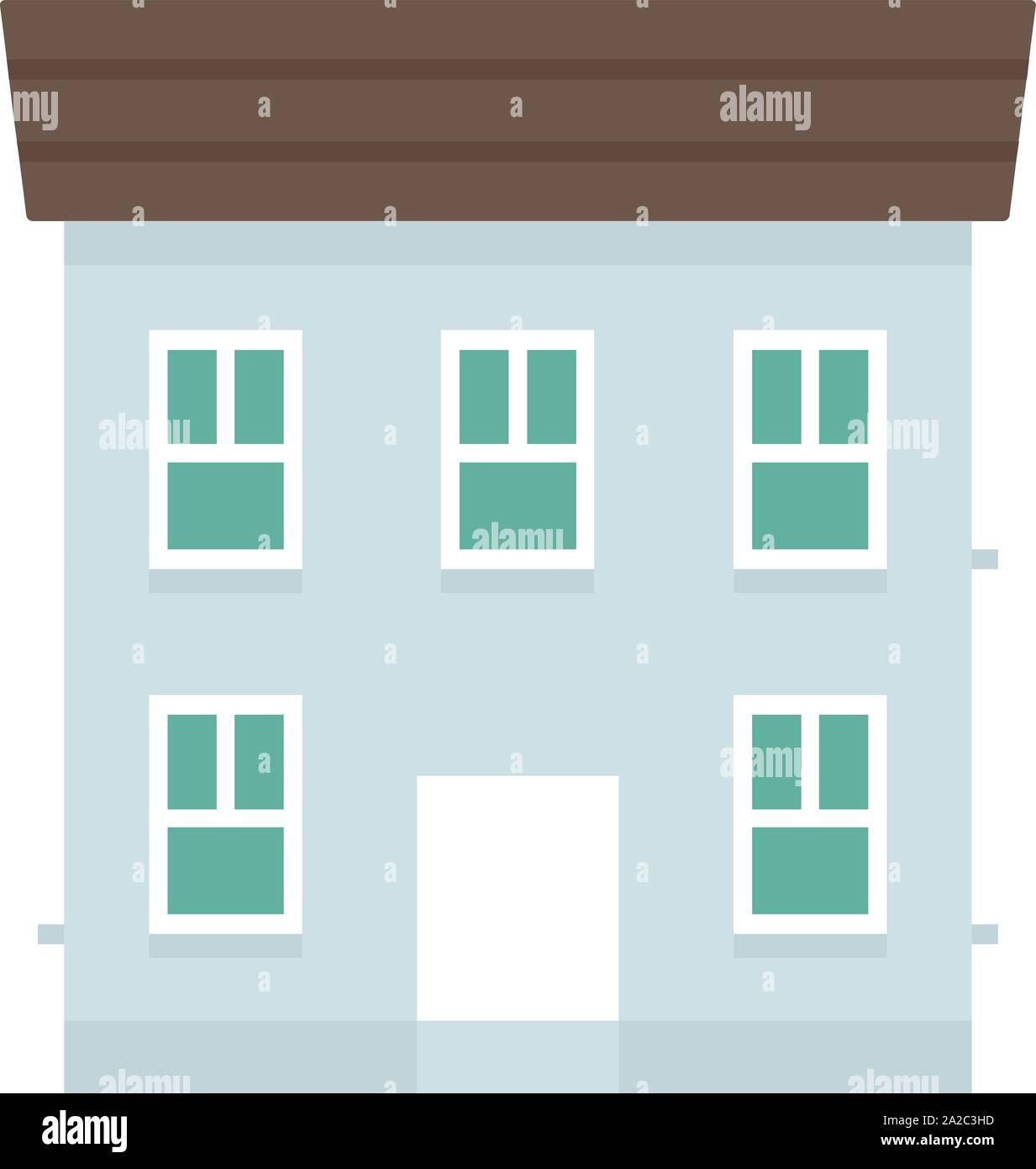 Blue city house icon. Flat illustration of blue city house vector icon ...