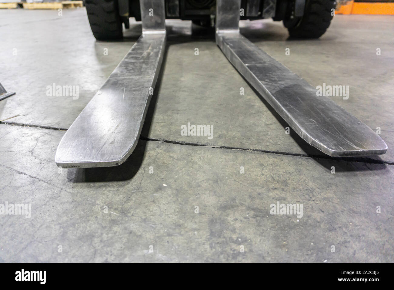 Forklift on factory workshop used for moving materials around Stock ...