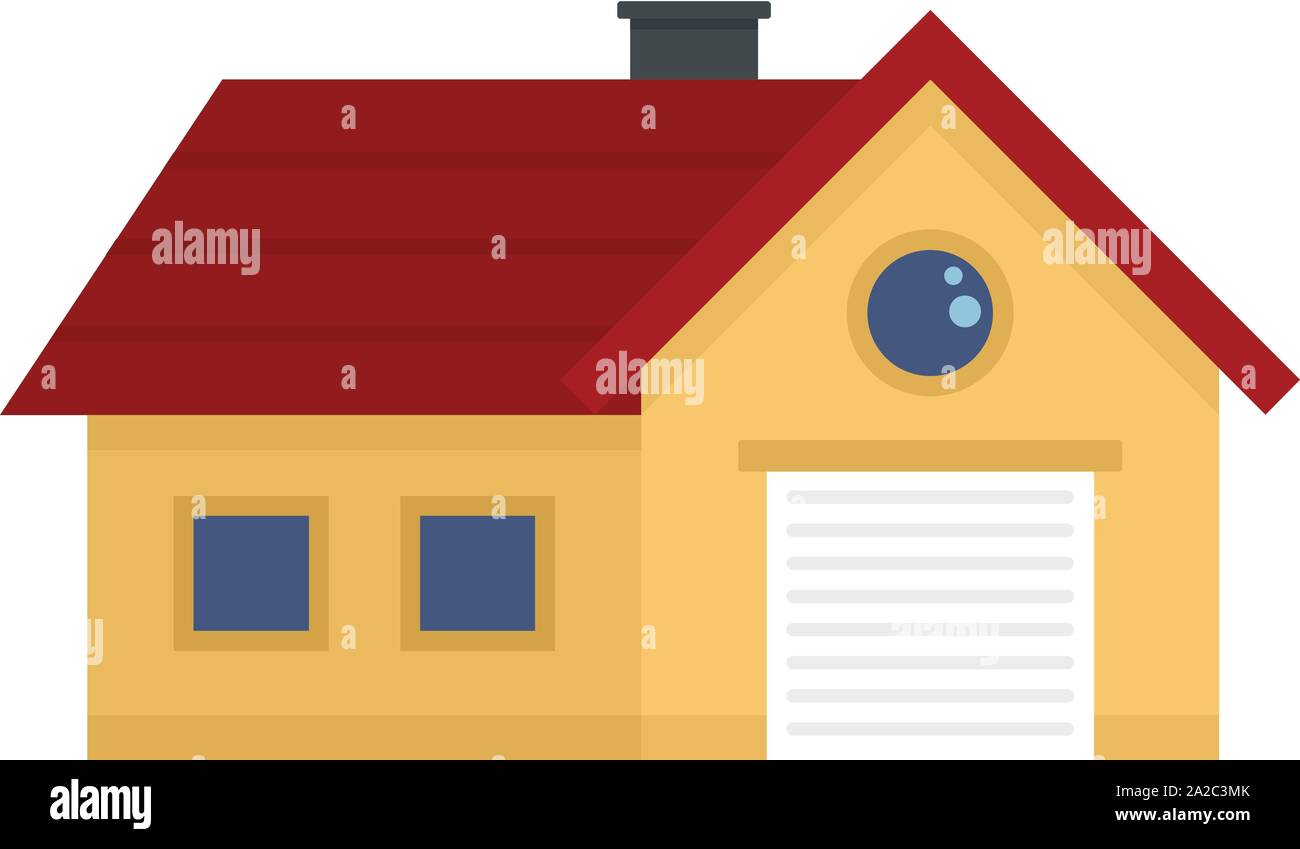 House with garage icon. Flat illustration of house with garage vector ...