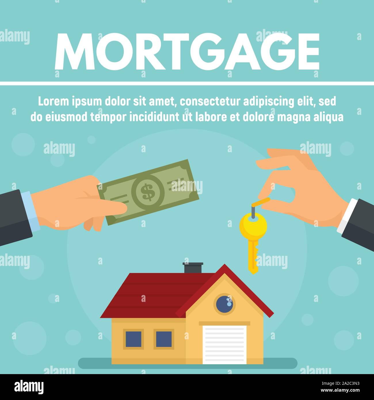 House mortgage concept banner. Flat illustration of house mortgage ...