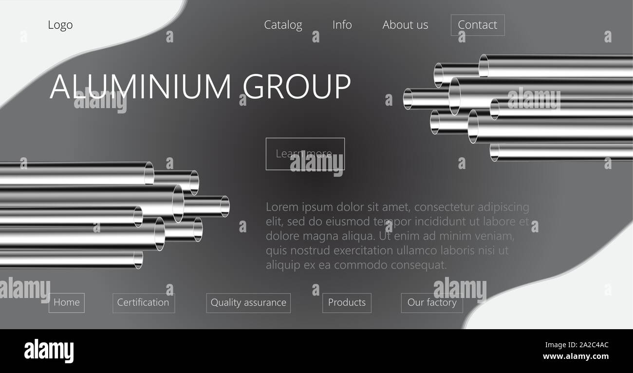 Aluminum, steel pipes of different diameters isolated on black ...