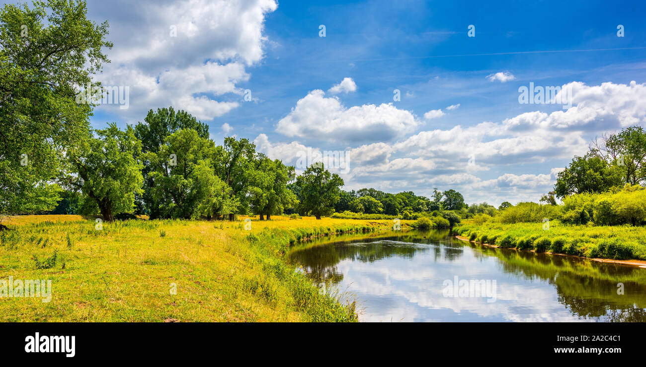 Summer landscape with river and trees Stock Photo - Alamy