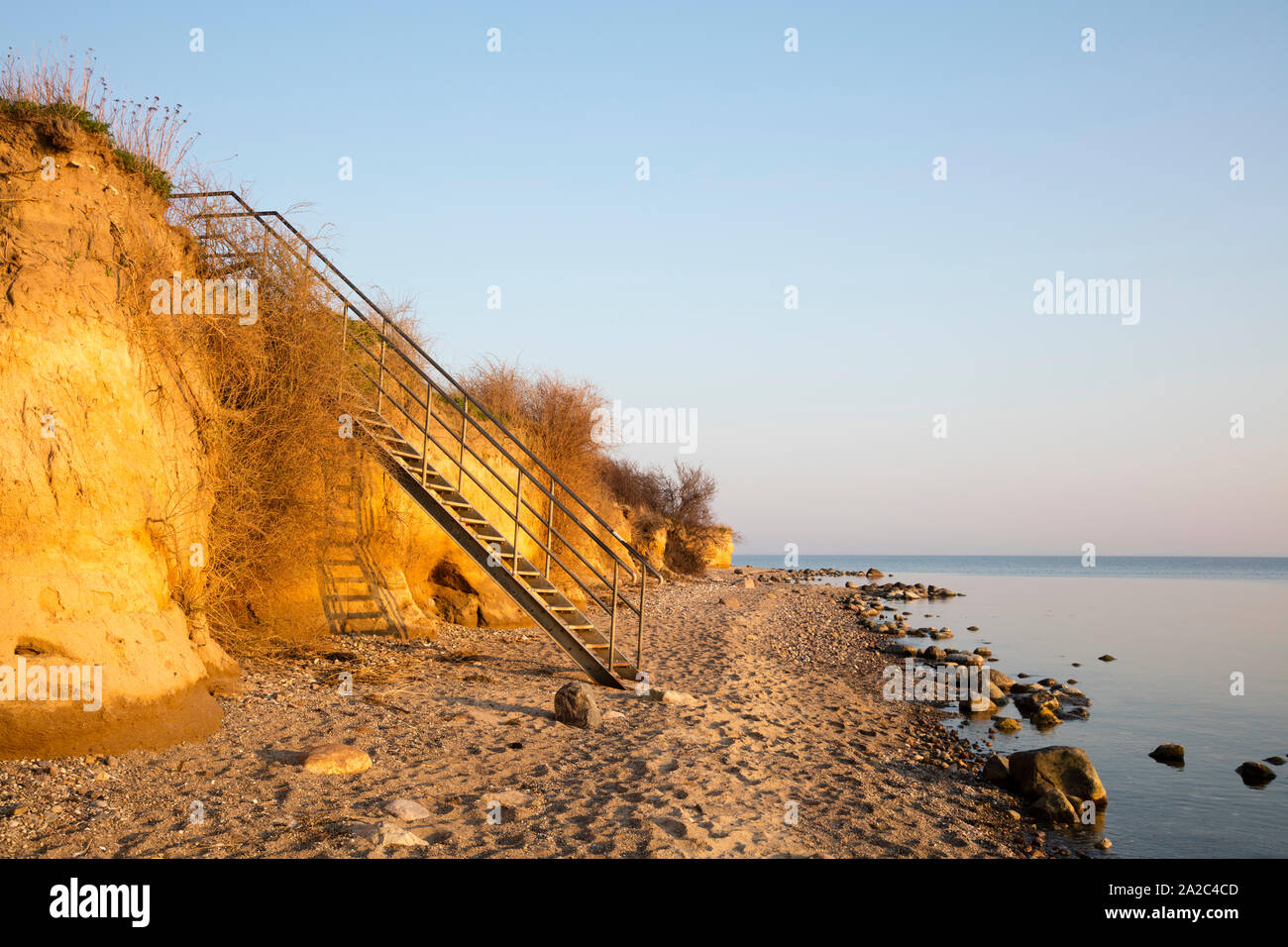 Stairs at the steep coast, Klein Zicker, Mönchgut, Biosphere Reserve ...