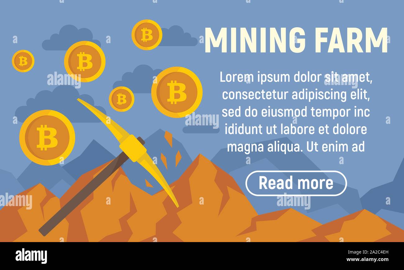 Gold mining farm concept banner. Flat illustration of gold mining farm ...