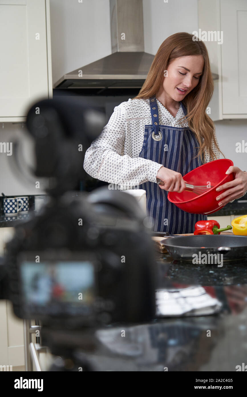 Female Vlogger Making Social Media Video About Cooking For The Internet ...