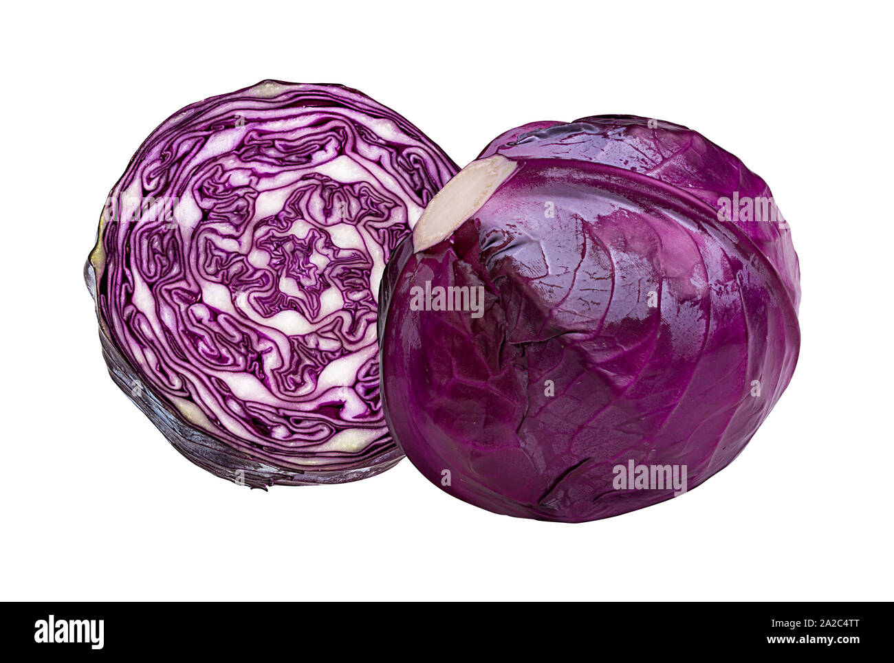 Red cabbage isolated on white background Stock Photo - Alamy