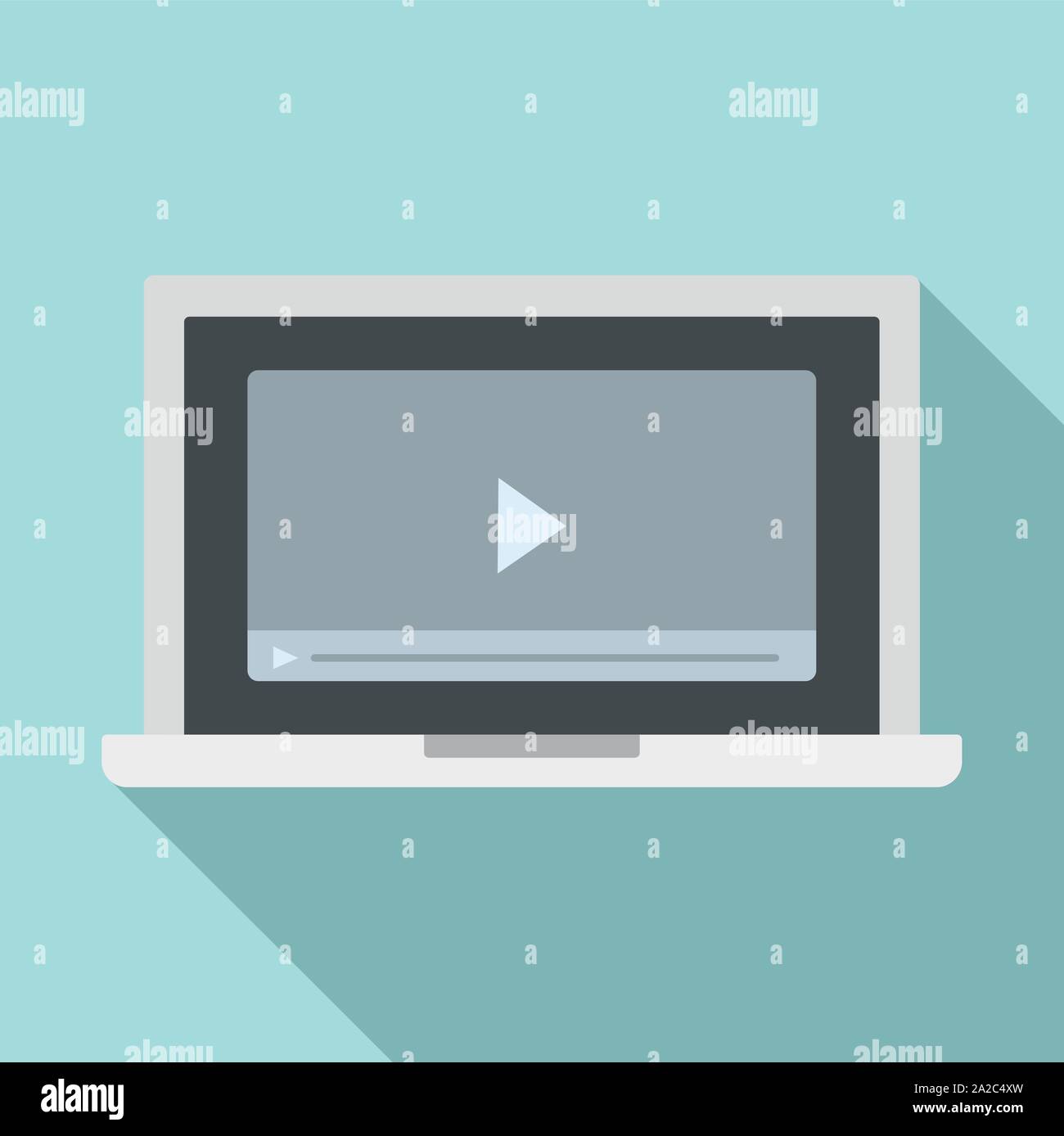 Laptop webinar icon. Flat illustration of laptop webinar vector icon ...