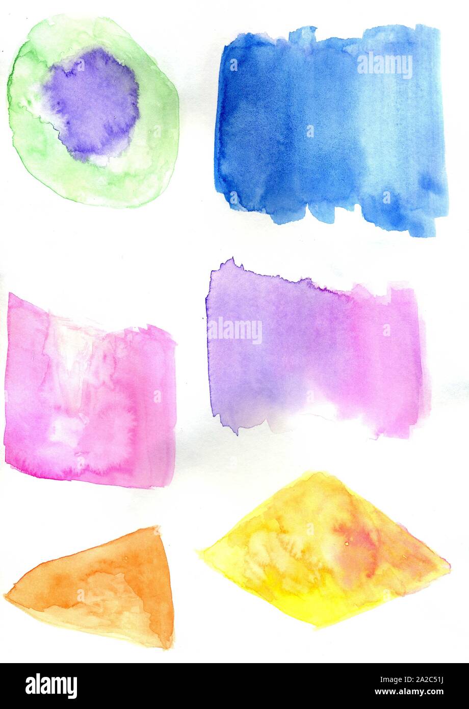 Colorful painted splotches hand drawn, watercolor illustration Stock ...