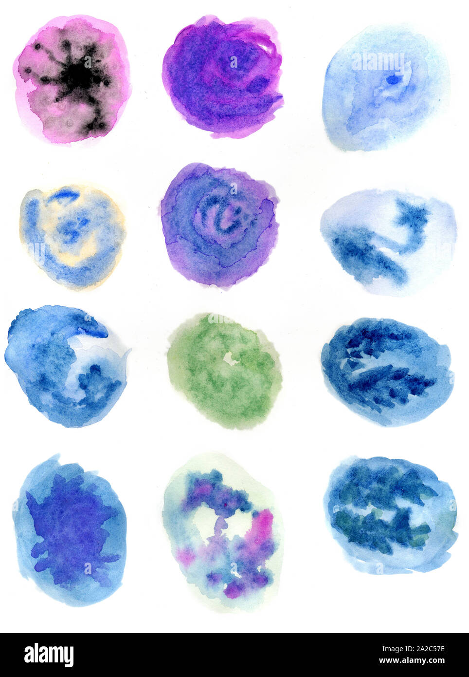 Colorful painted splotches hand drawn, watercolor illustration Stock ...