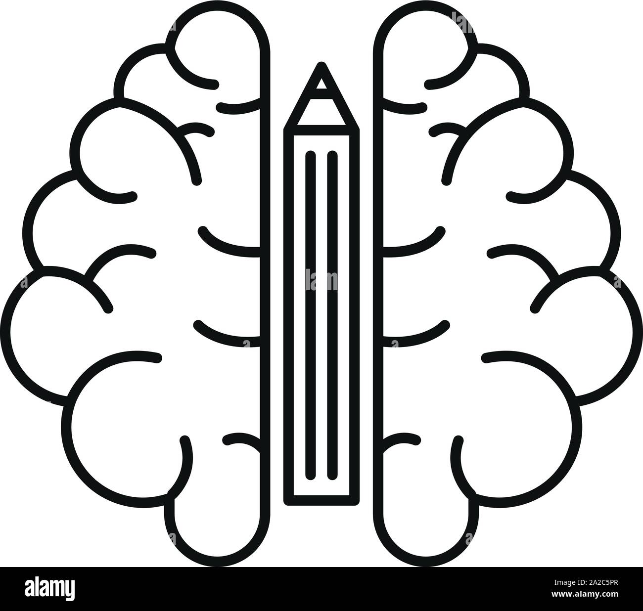 Pen brain idea icon. Outline pen brain idea vector icon for web design ...