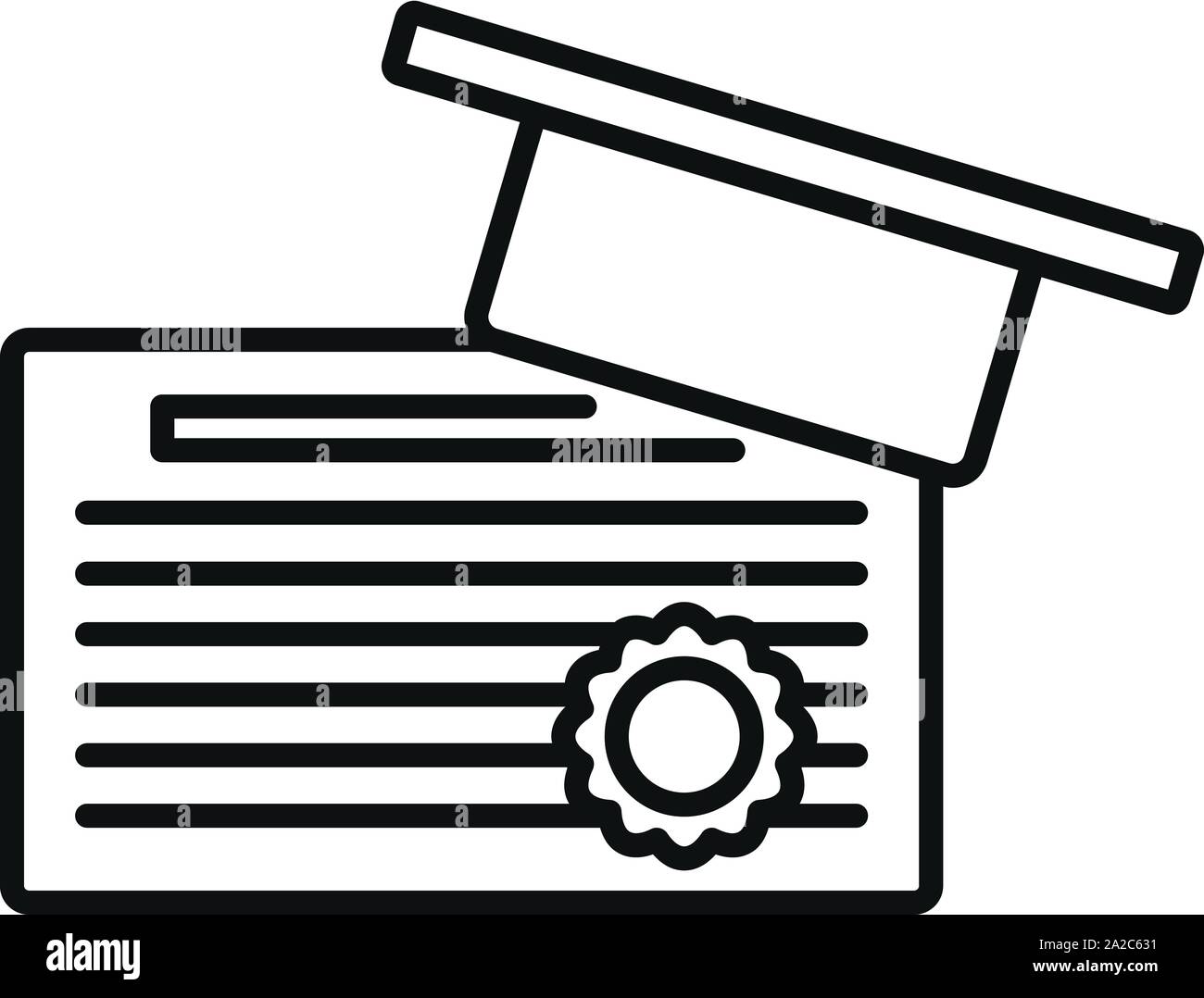 Graduated diploma icon. Outline graduated diploma vector icon for web ...