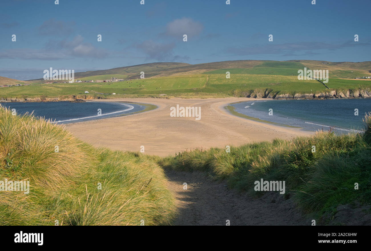 The sand spit, or tombolo, that joins St Ninian's Isle to Mainland ...