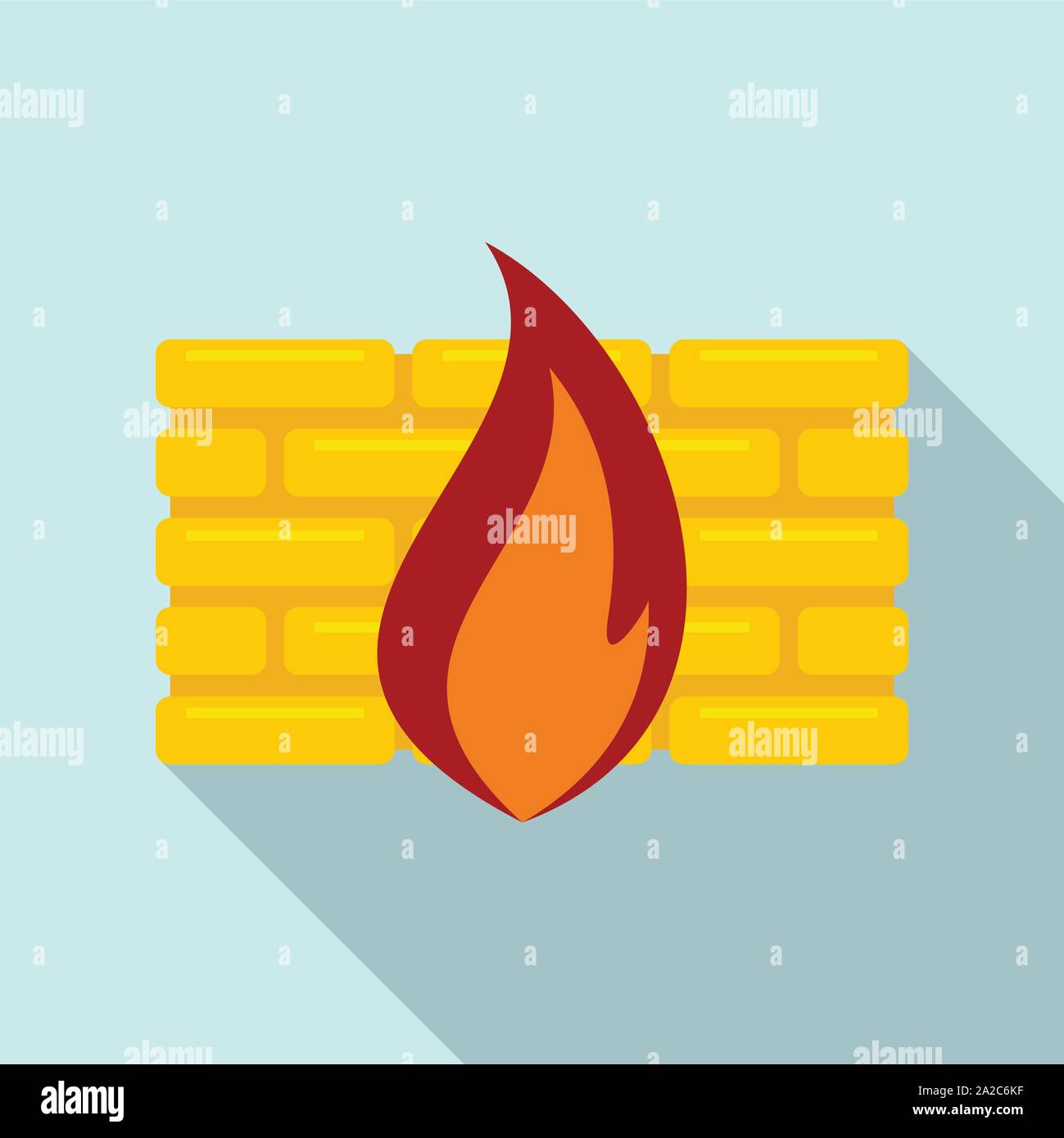 Yellow firewall icon. Flat illustration of yellow firewall vector icon ...