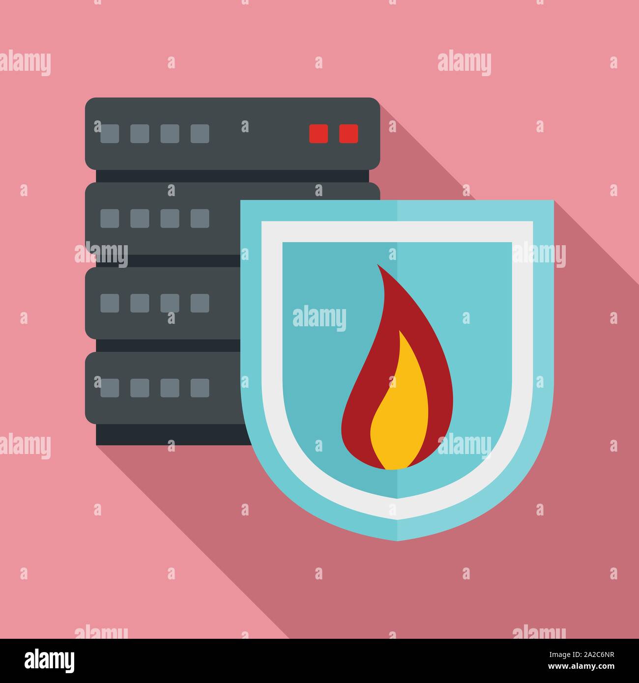 Server shield firewall icon. Flat illustration of server shield ...