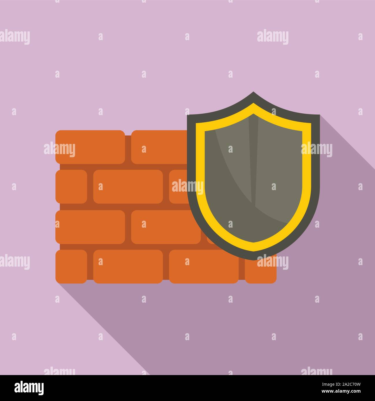 Black shield firewall icon. Flat illustration of black shield firewall ...