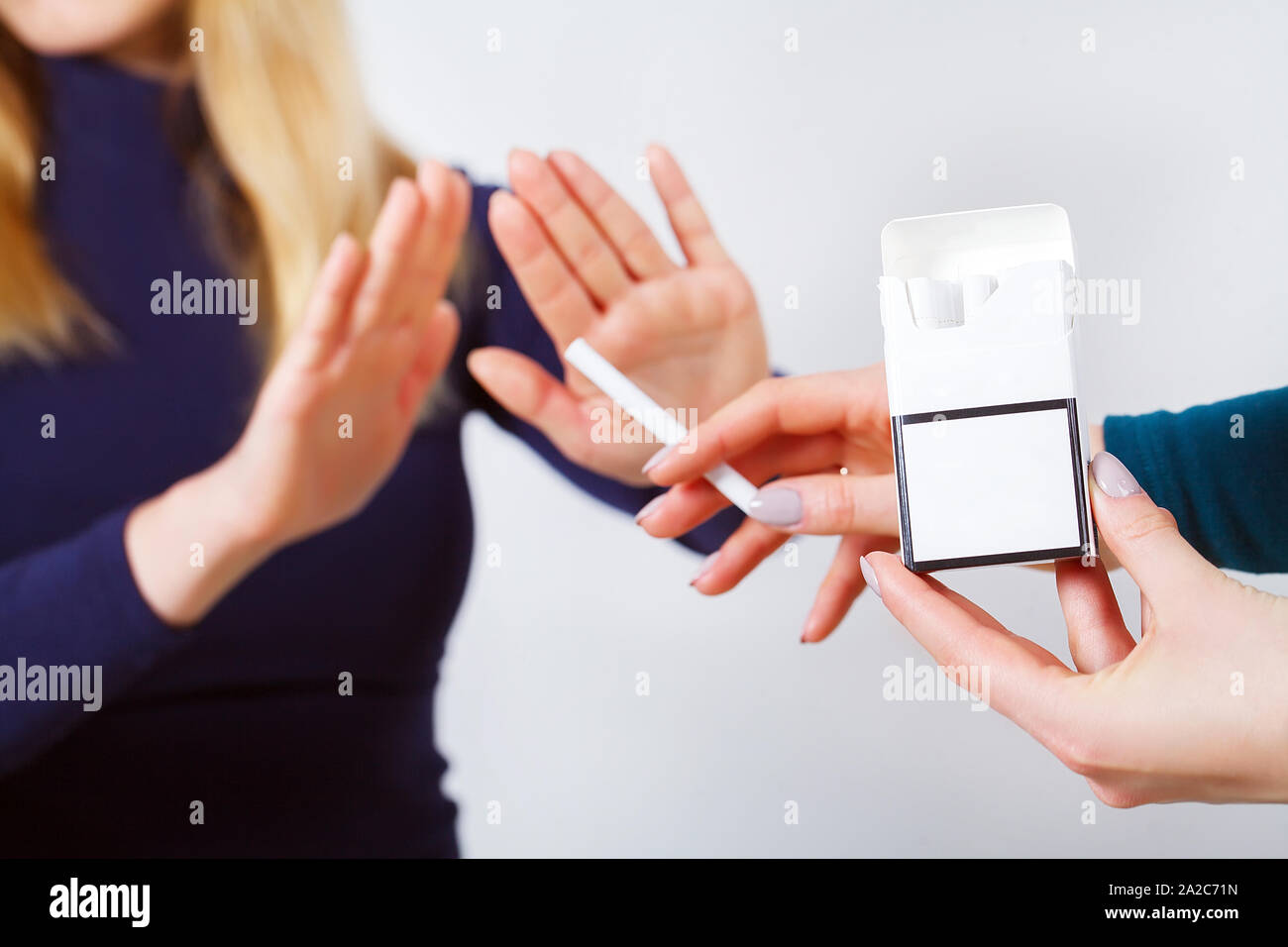 Closeup Of Woman Giving Up Smoking Cigarettes. Health Concept Stock ...