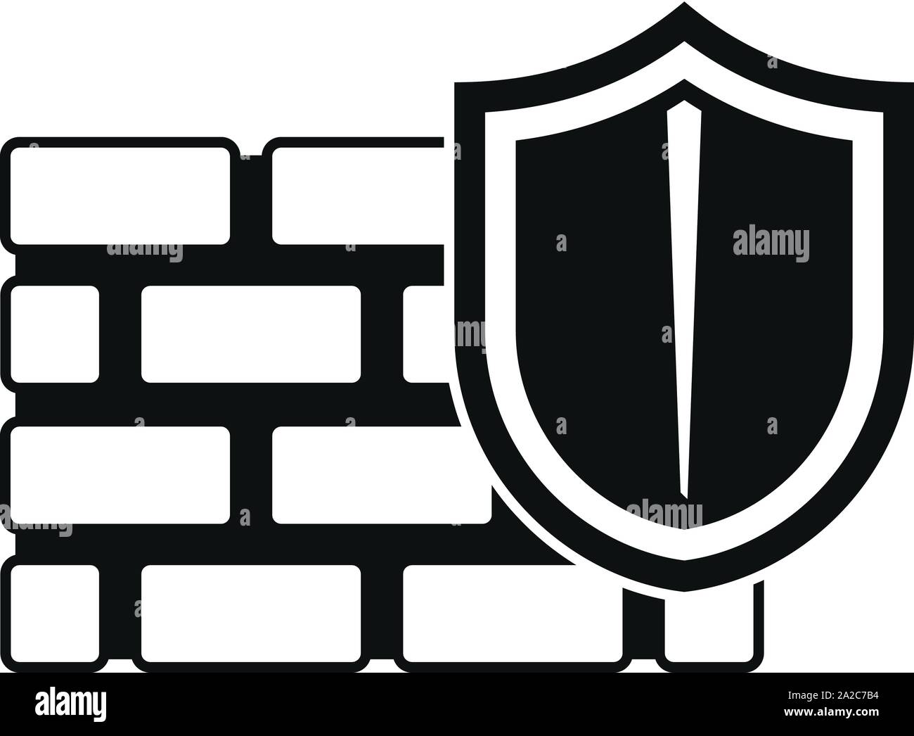 Shield firewall icon. Simple illustration of shield firewall vector ...