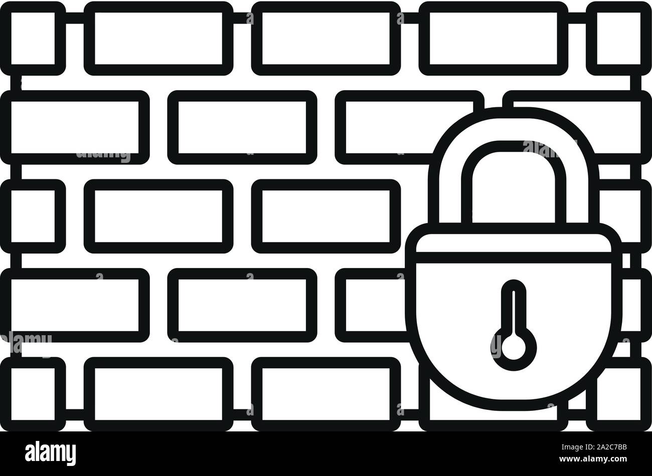 Brick firewall icon. Outline brick firewall vector icon for web design ...