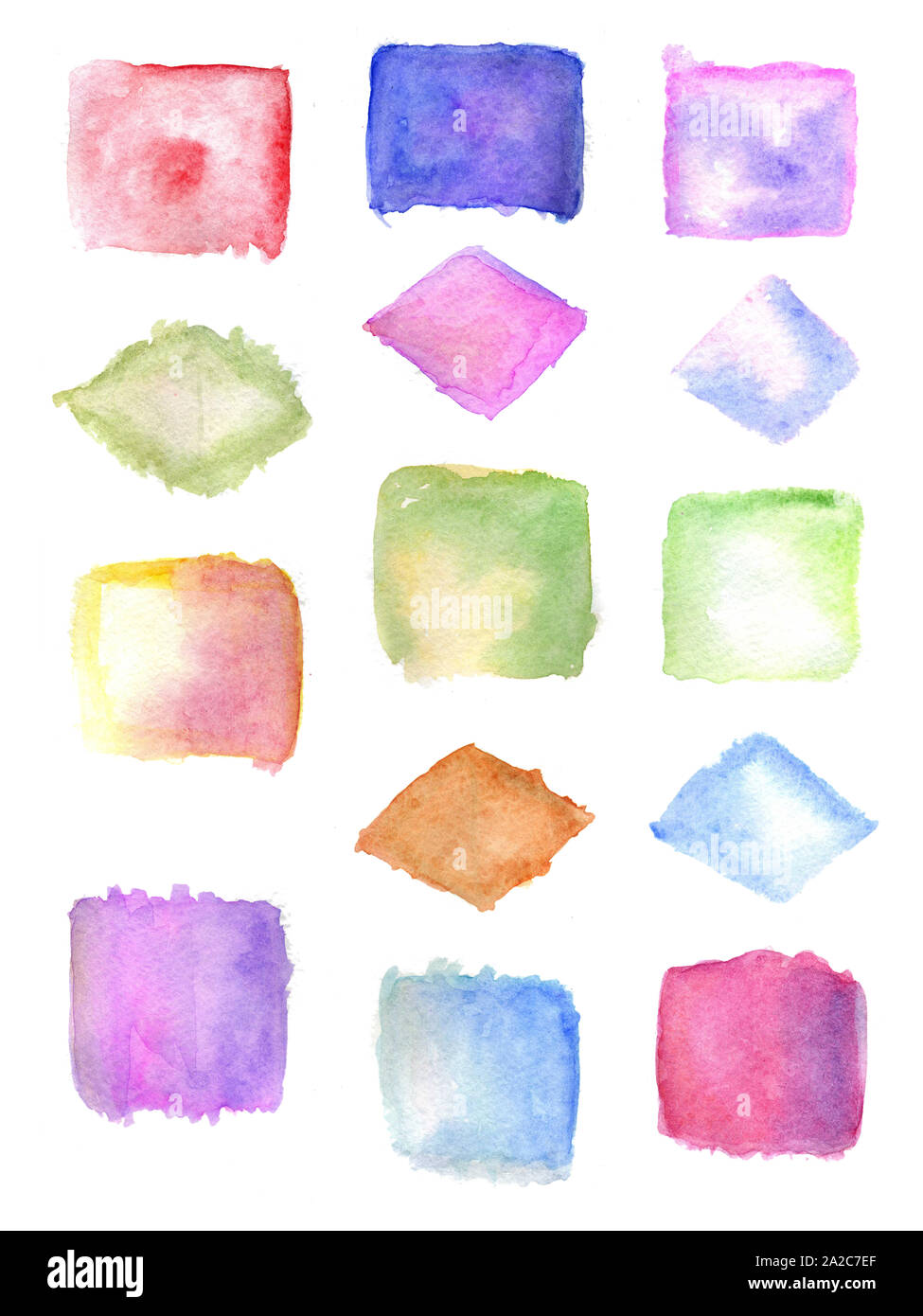 Colorful painted splotches hand drawn, watercolor illustration Stock ...