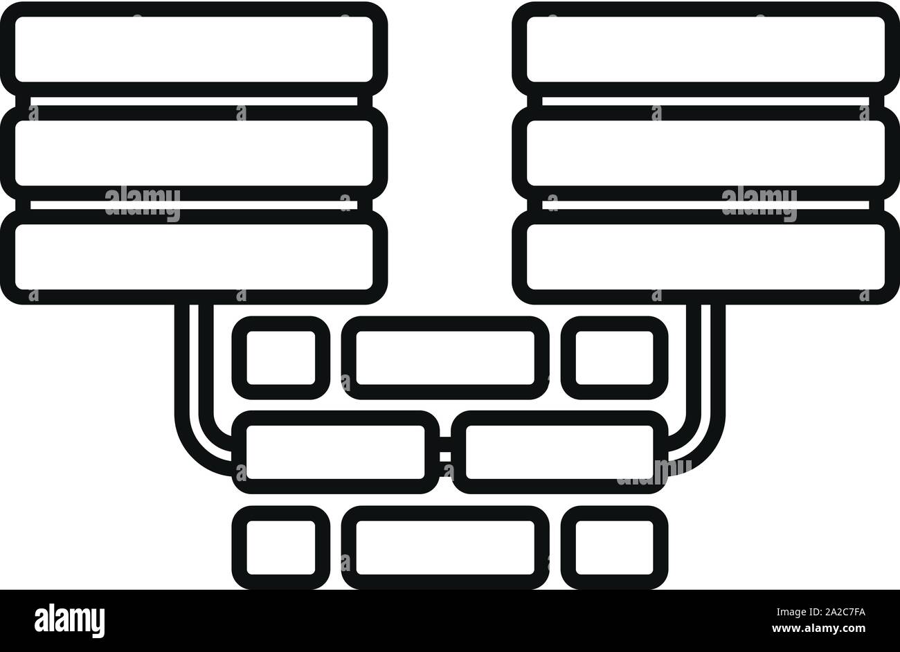 Server firewall icon. Outline server firewall vector icon for web ...