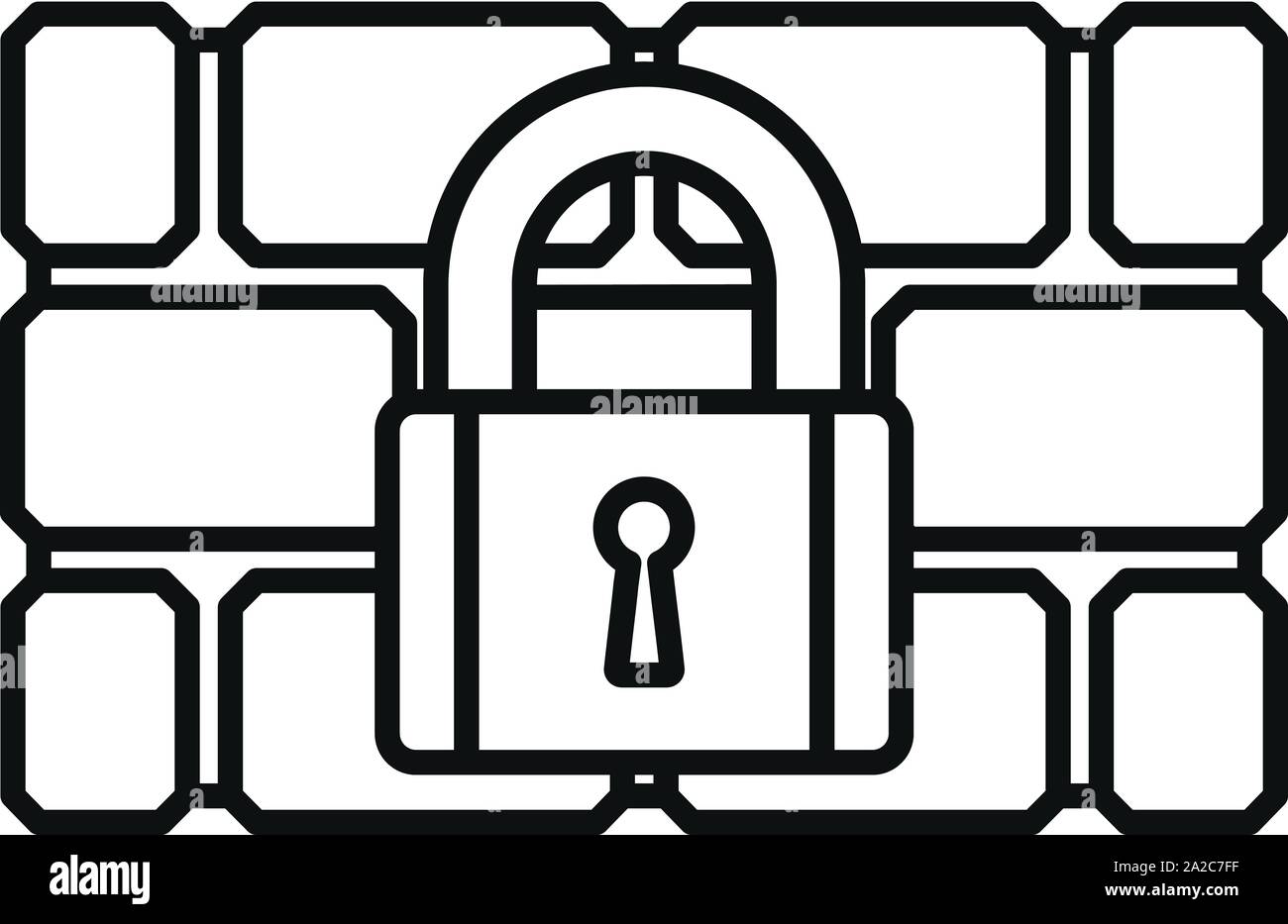 Firewall padlock icon. Outline firewall padlock vector icon for web ...