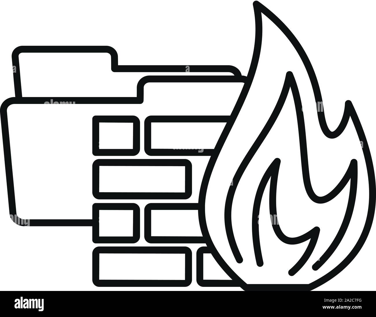 Folder firewall icon. Outline folder firewall vector icon for web ...