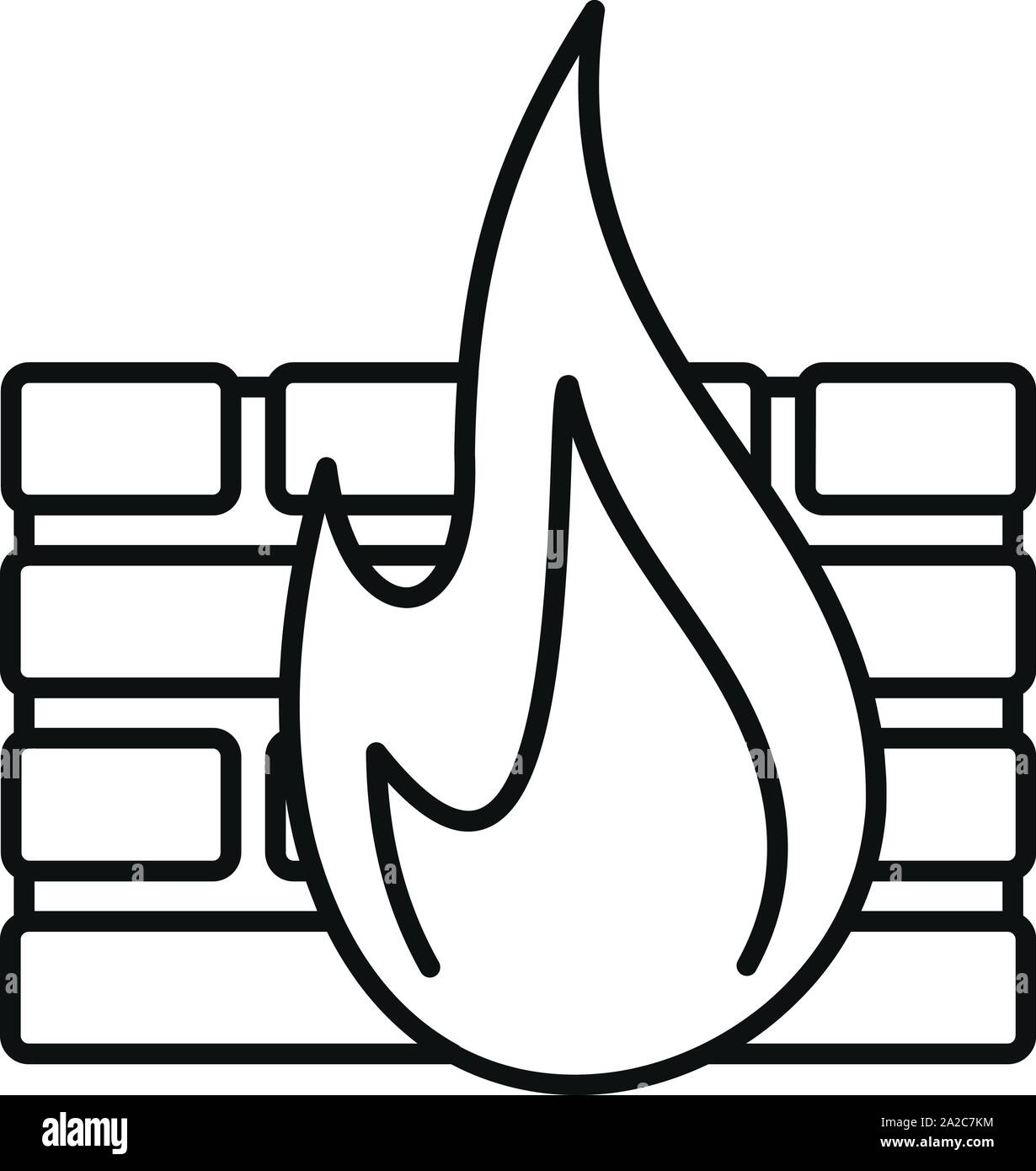Black firewall icon. Outline black firewall vector icon for web design ...