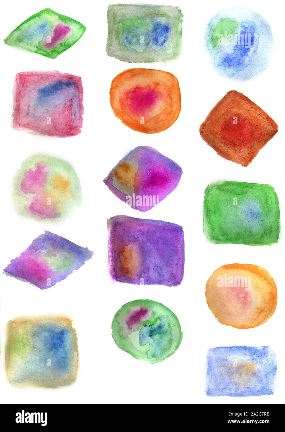 Colorful painted splotches hand drawn, watercolor illustration Stock ...