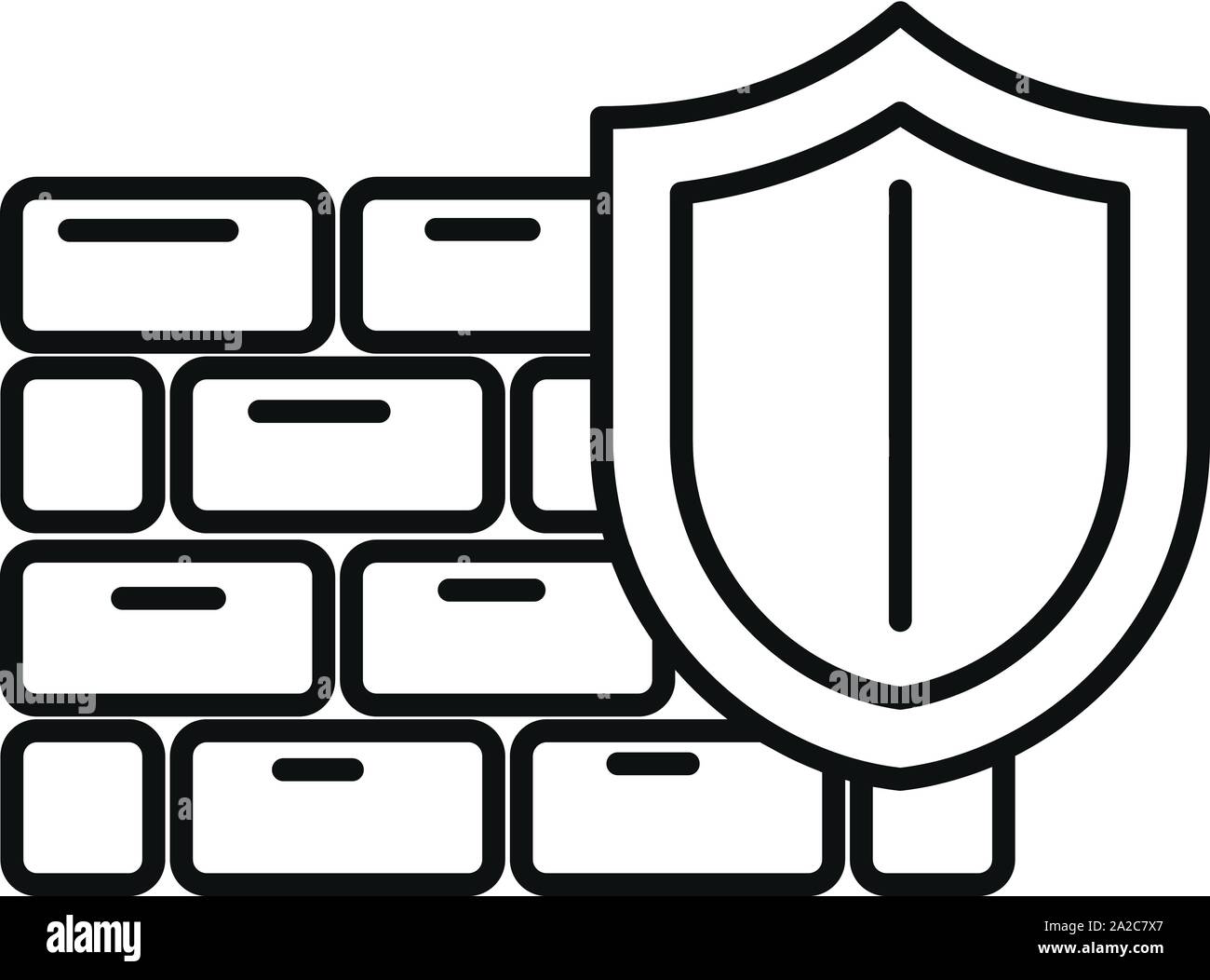 Shield firewall icon. Outline shield firewall vector icon for web ...