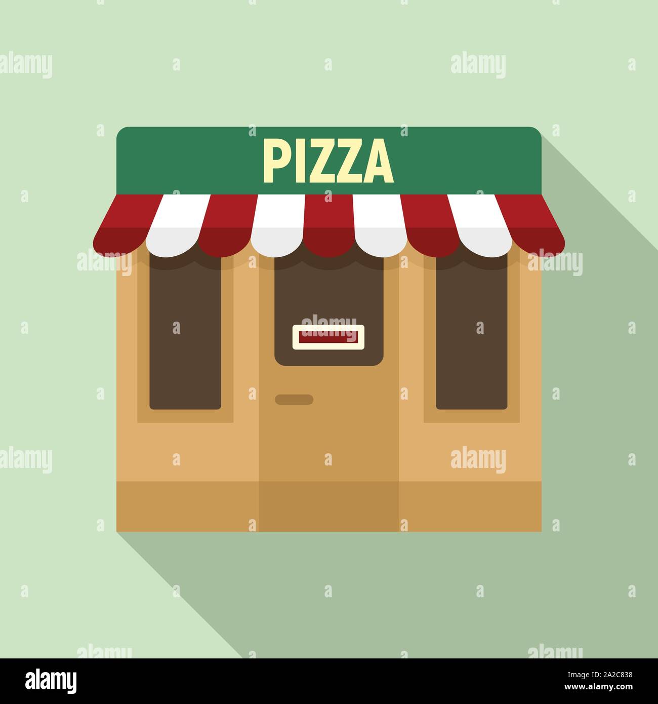 Pizza street shop icon. Flat illustration of pizza street shop vector ...