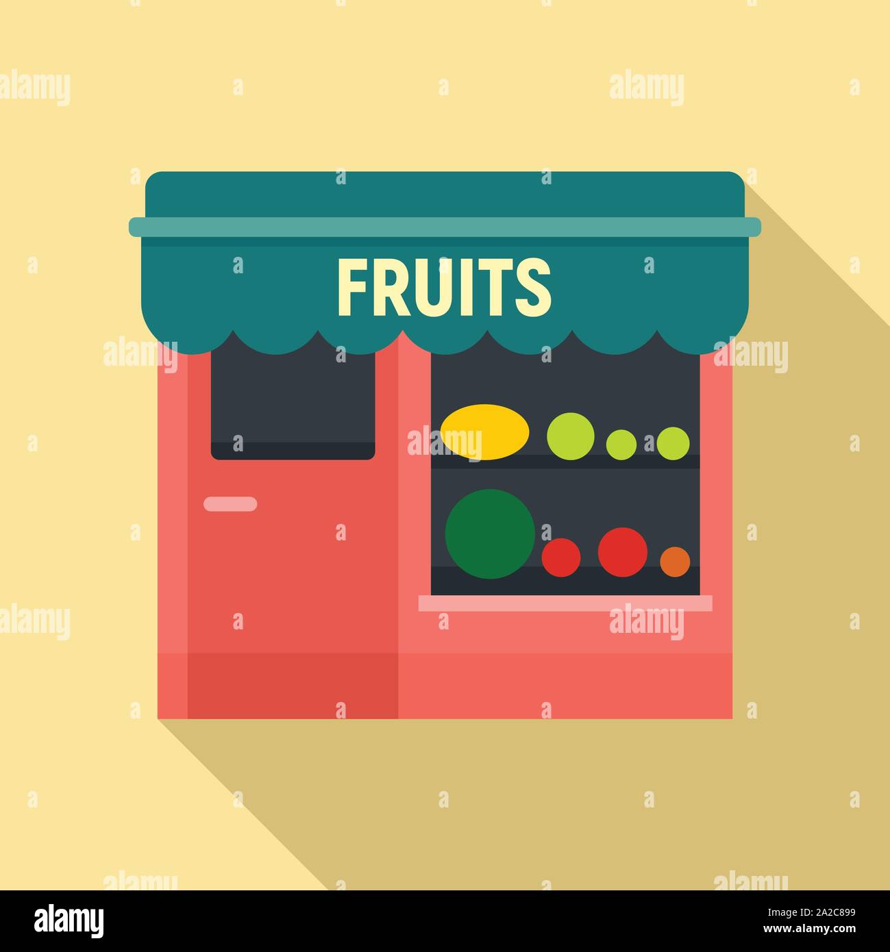 Fruits street shop icon. Flat illustration of fruits street shop vector ...