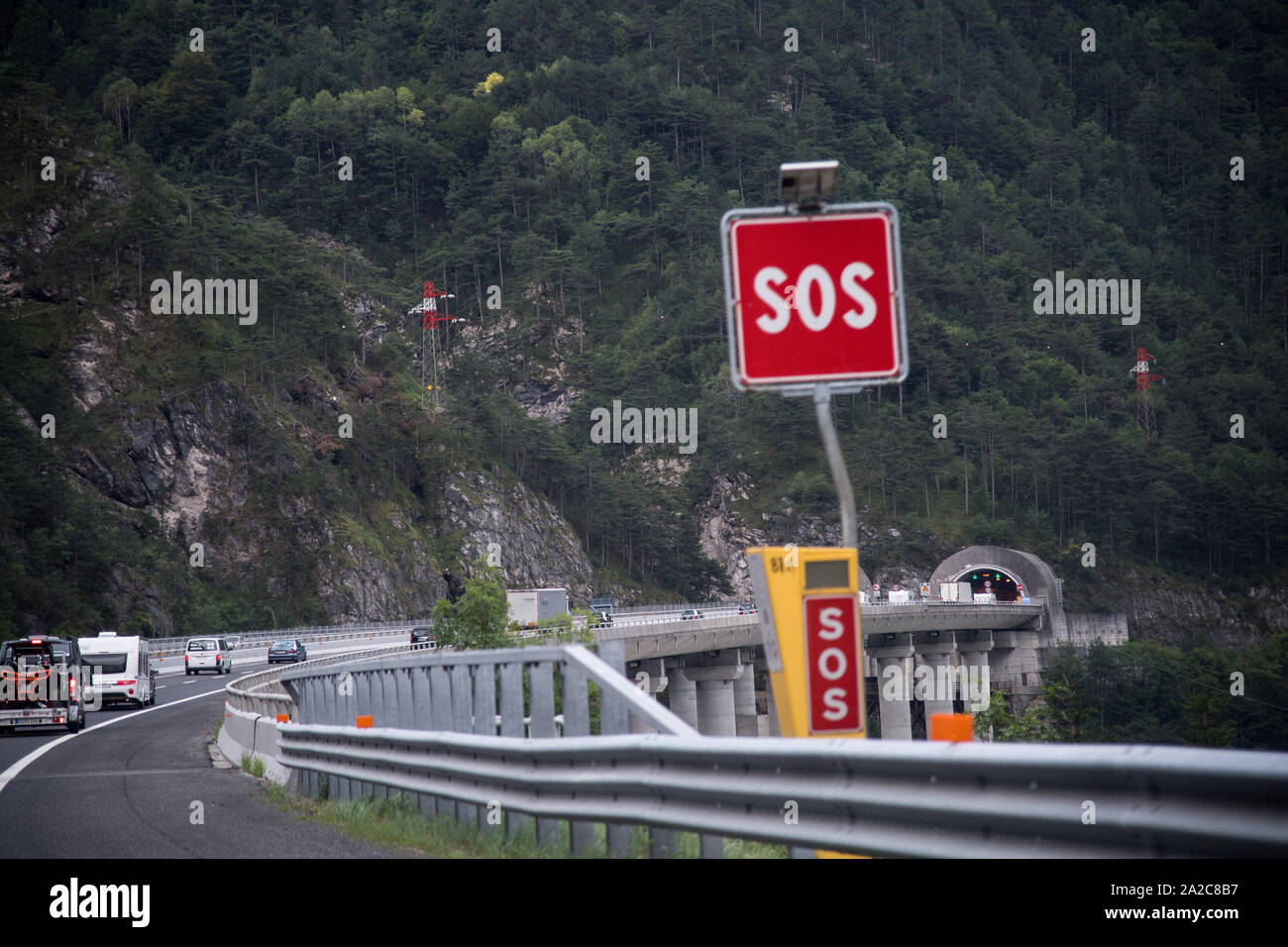 Autostrada Alpe-Adria A23 in Friuli-Venezia Giulia, Italy. August 17th ...