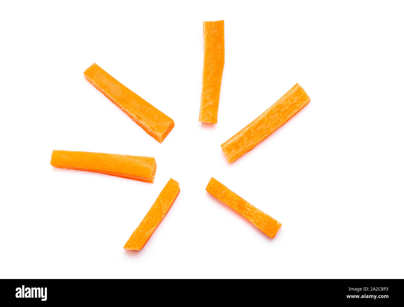 Carrot Sticks, raw Carrot slices isolated on white Background Stock ...