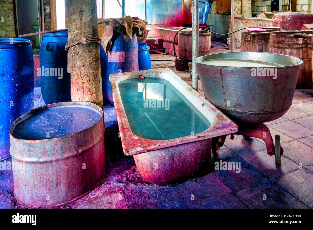 Dyeing Workshop in the Baskal Kelaghayi Silk Centre, Basqal, Azerbaijan ...