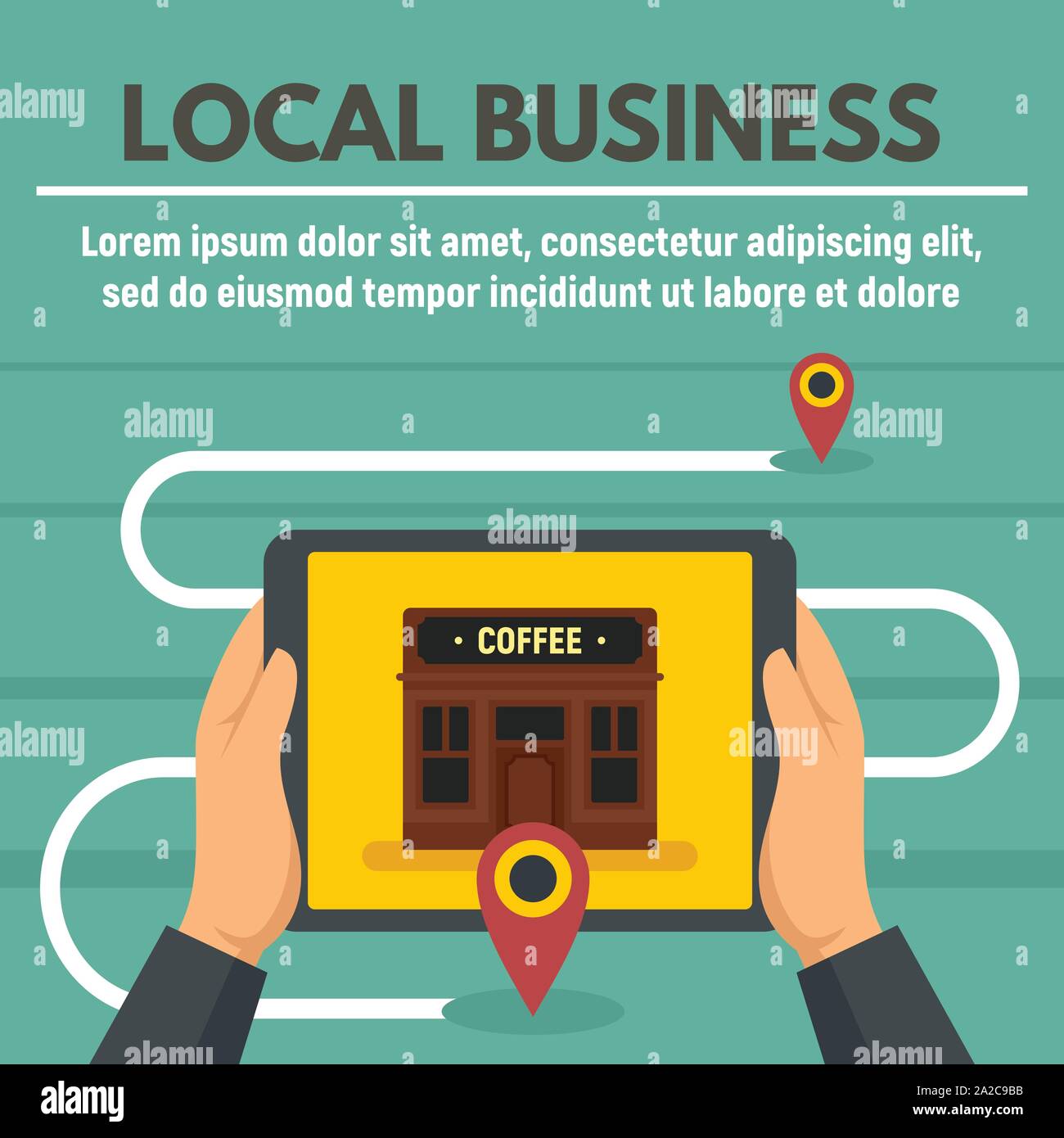 Local business concept banner. Flat illustration of local business ...
