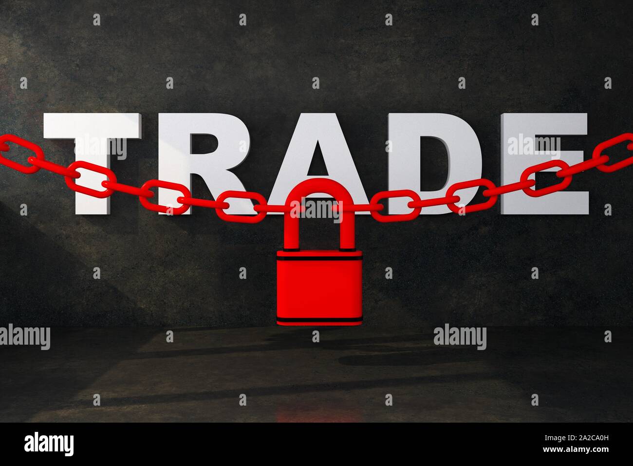 trade word lock concept. 3d rendering Stock Photo - Alamy