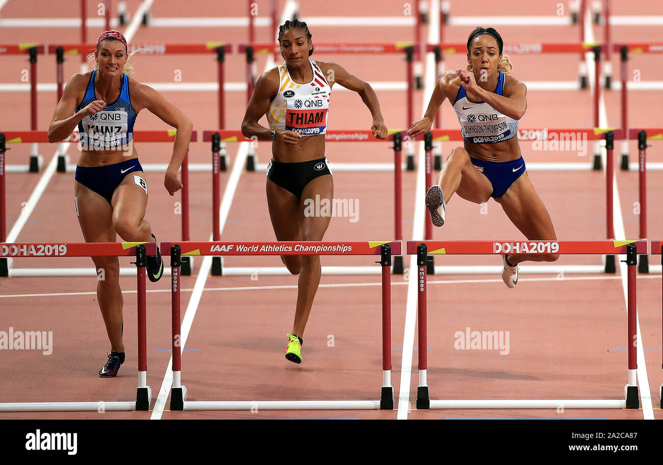 USA's Annie Kunz, Belgium's Nafissatou Thiam and Great Britain's ...