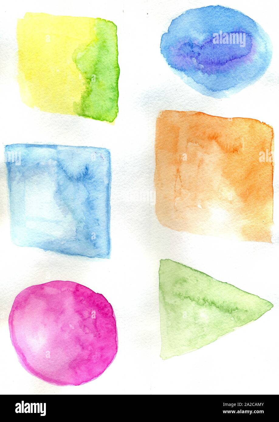 Colorful painted splotches hand drawn, watercolor illustration Stock ...