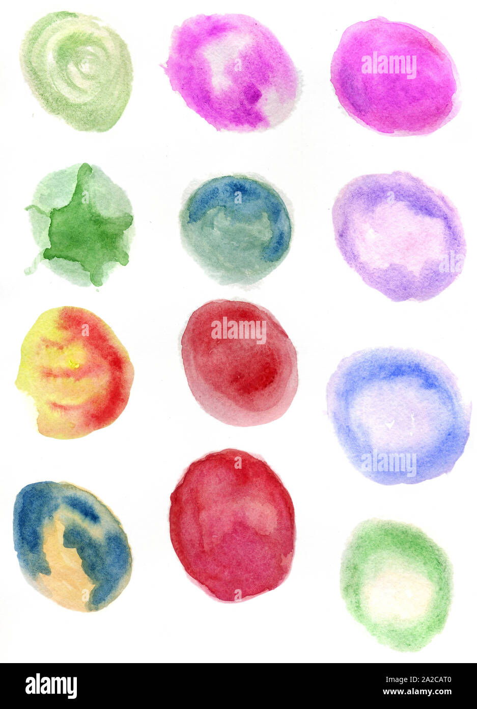 Colorful painted splotches hand drawn, watercolor illustration Stock ...