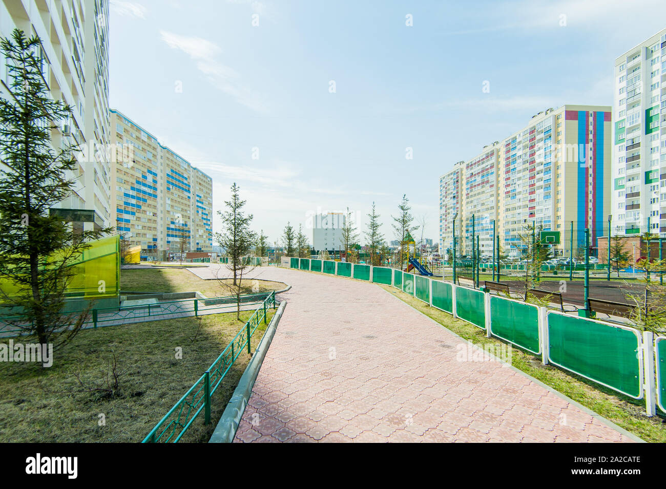 Russia, Novosibirsk - May 05, 2019: Russian courtyards. buildings ...