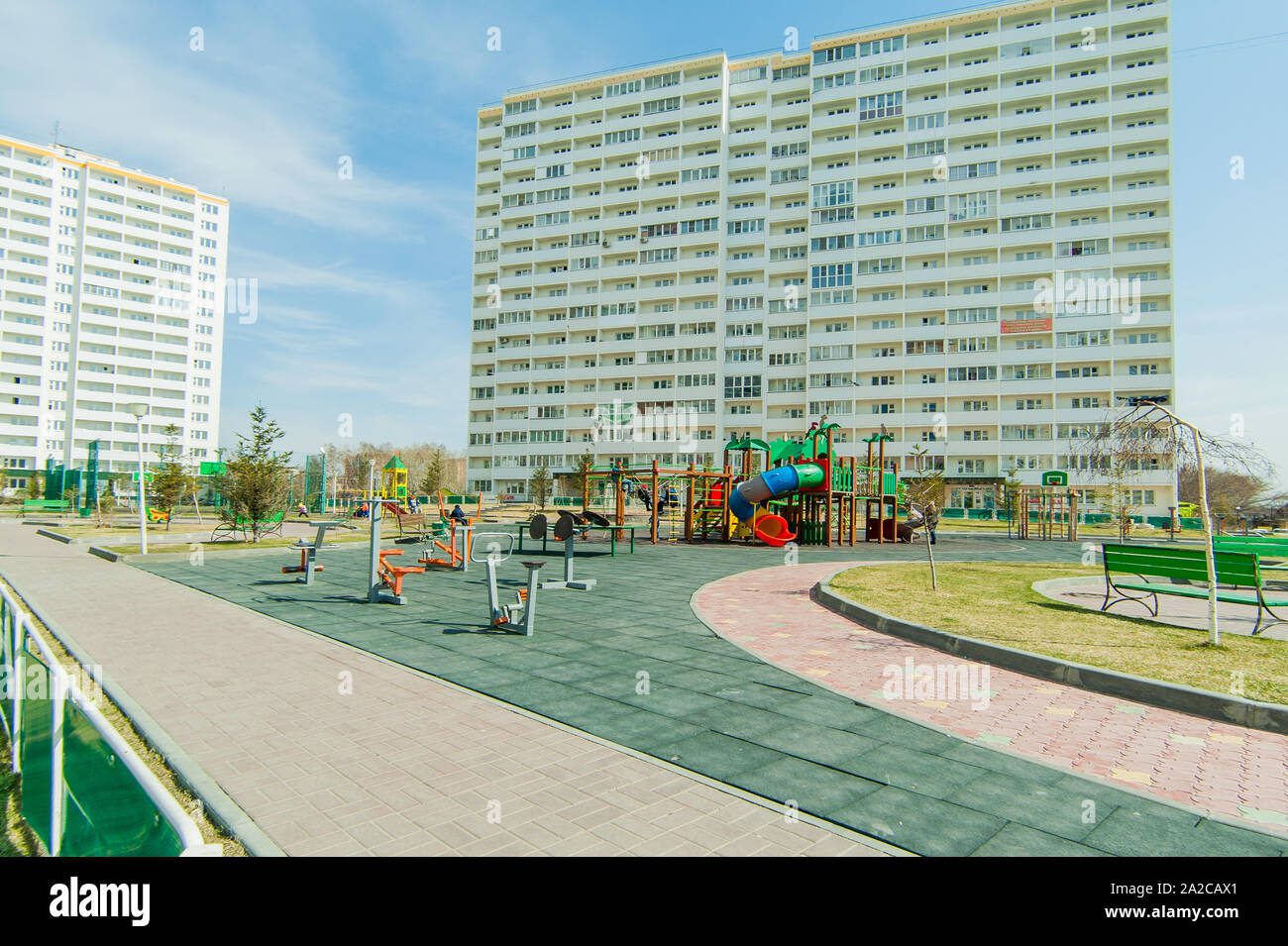 Russia, Novosibirsk - May 05, 2019: Russian courtyards. buildings ...