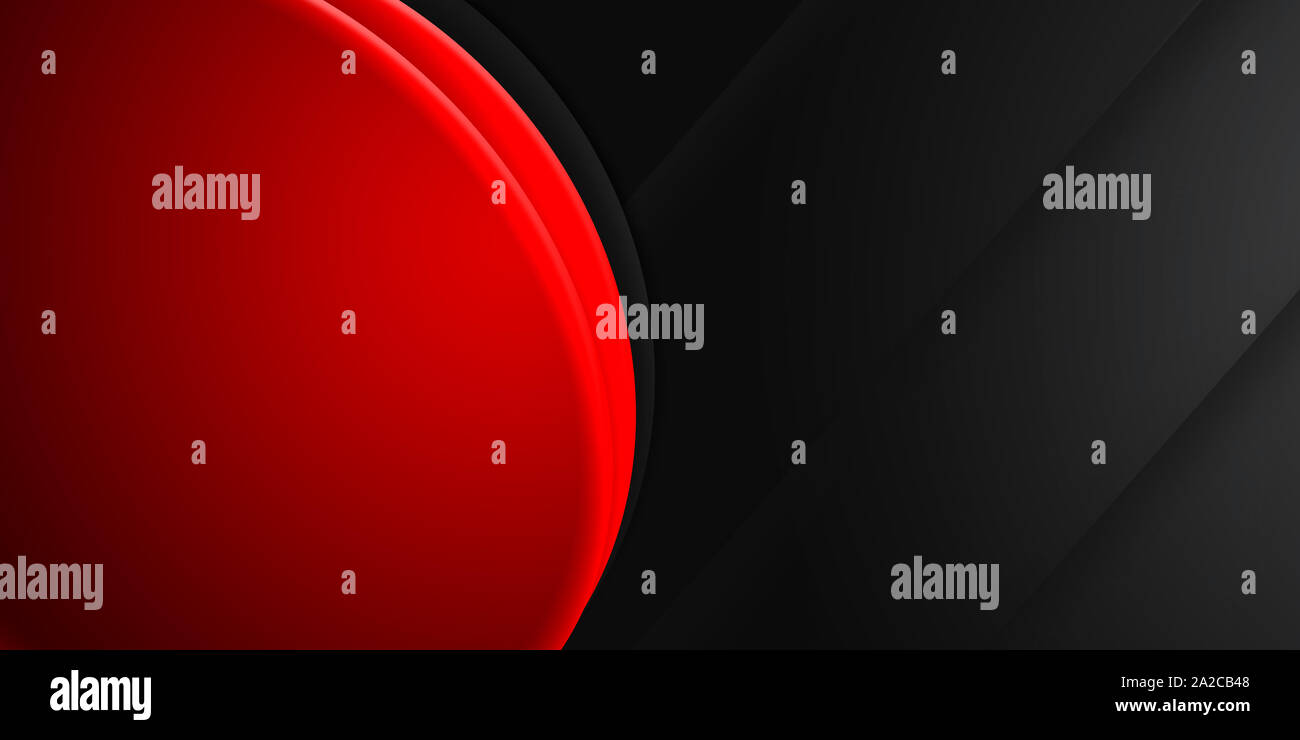 Red cycle on black abstract background illustration, copy space banner ...