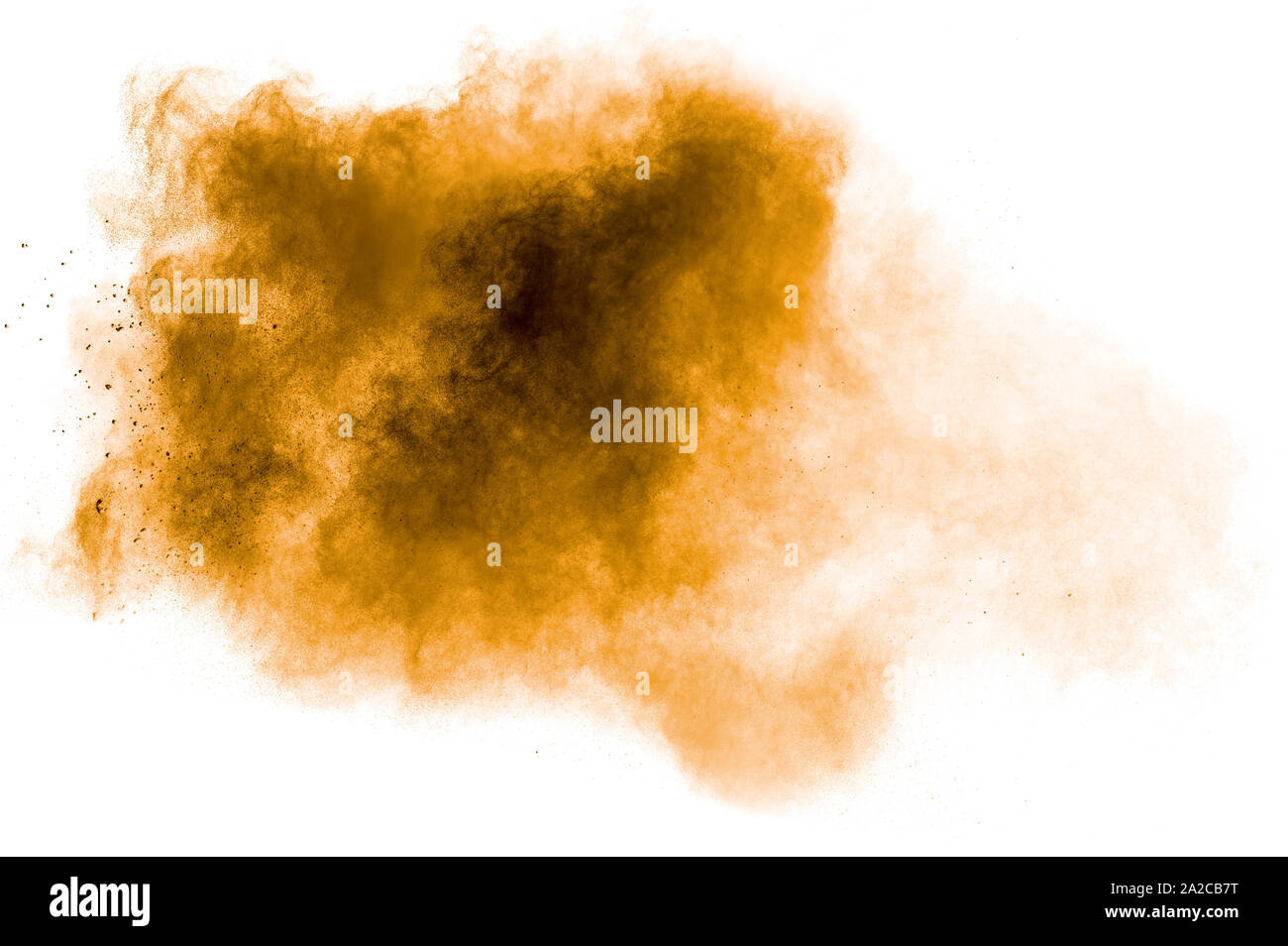 Freeze motion of brown powder exploding. Abstract design of brown dust ...
