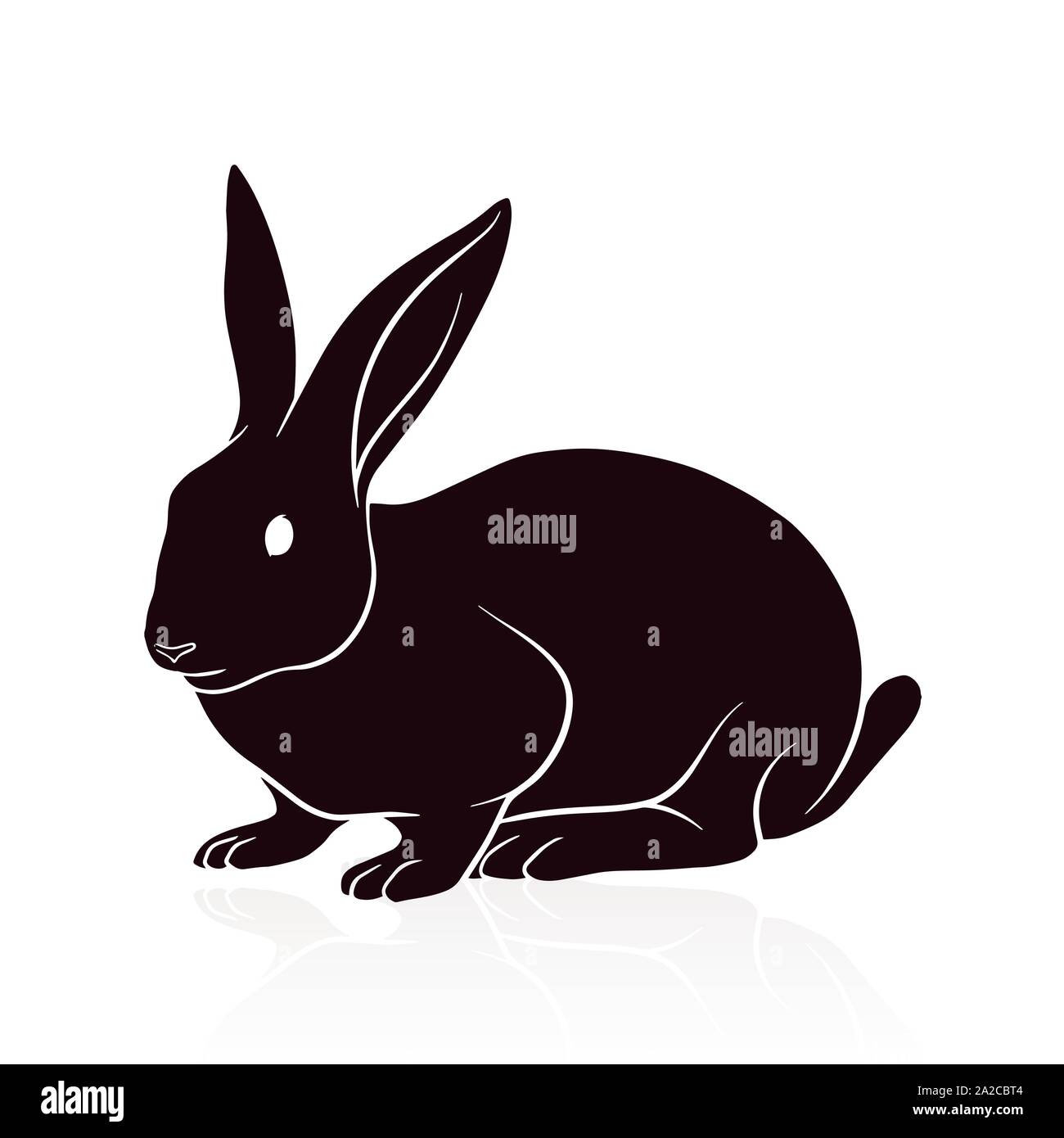 rabbit silhouette vector illustration isolated on white background ...