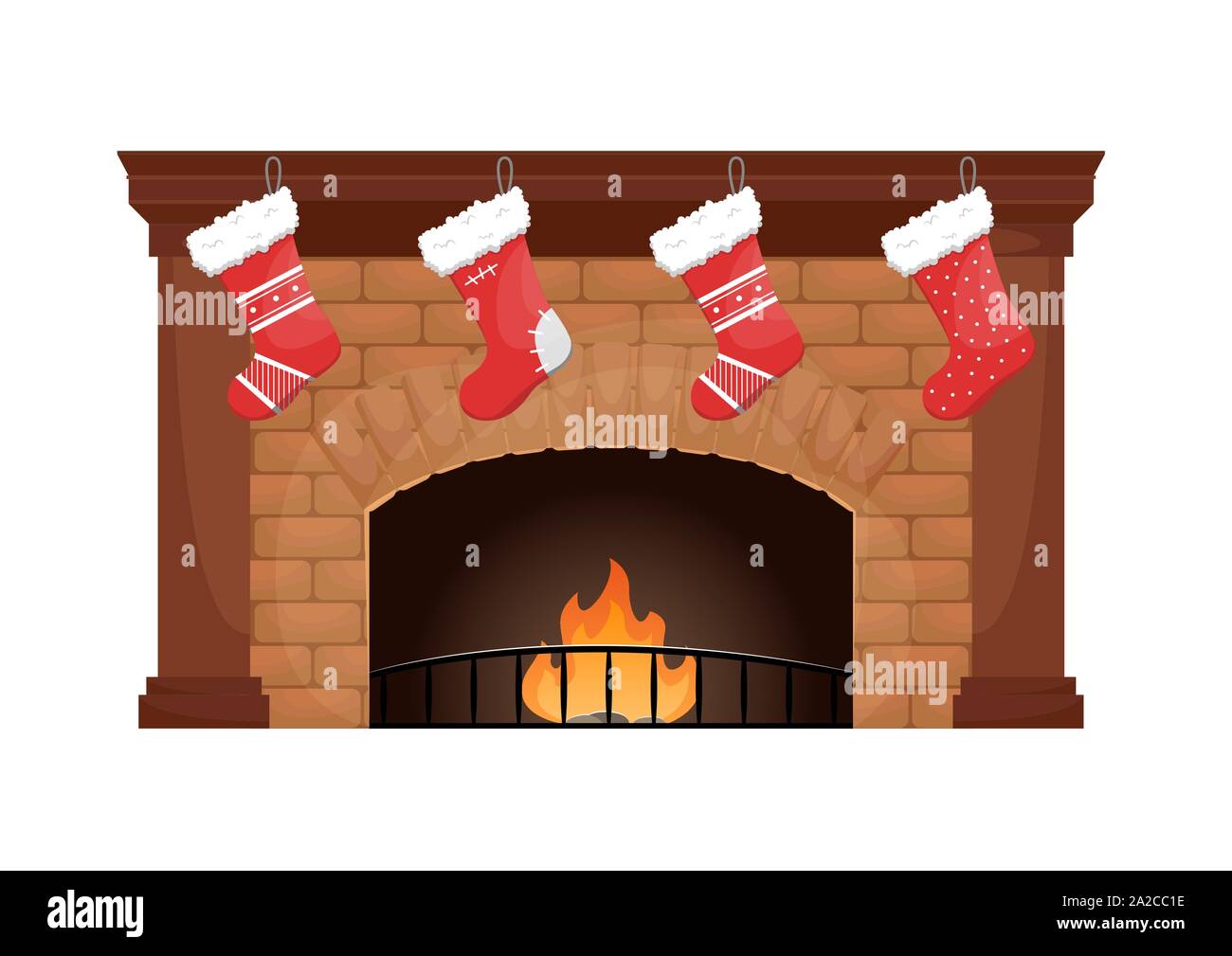 Cartoon Brick Fireplace