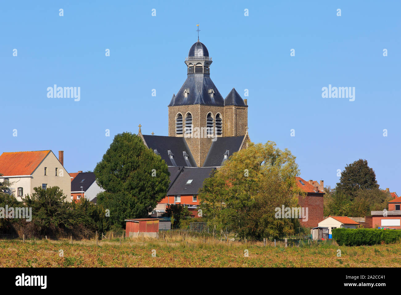 The Saint Nicholas Church (1928) in Messines, Belgium Stock Photo - Alamy