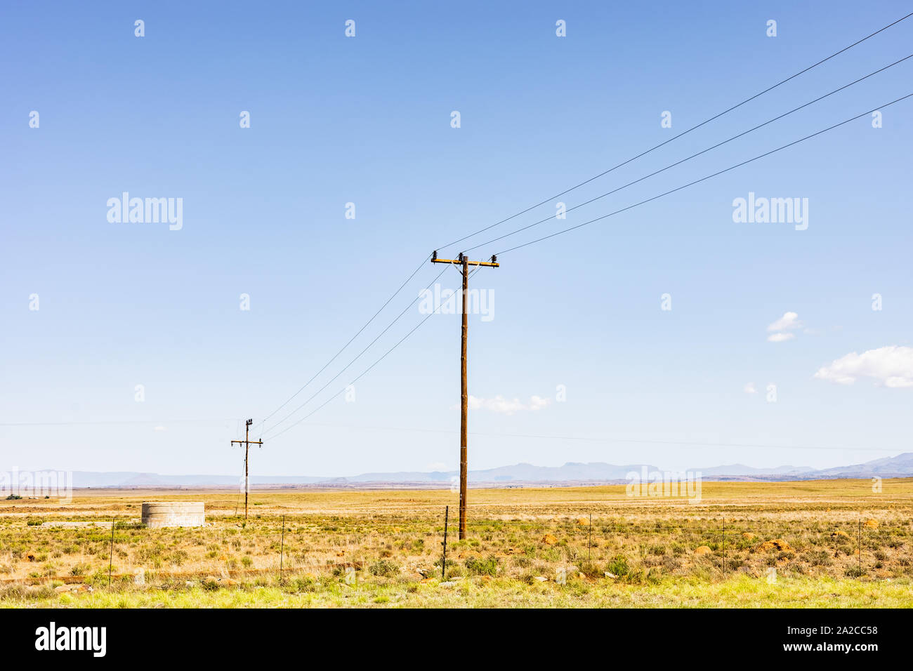 Power lines in Rural Grassland Farming Area of the Karoo Semi-desert in ...